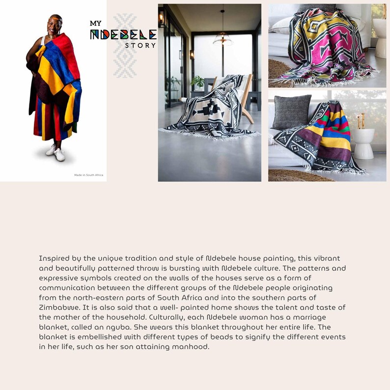 Ndebele Art Throw Blanket – Wild Dove/iron | African Cultural Decor - Etsy