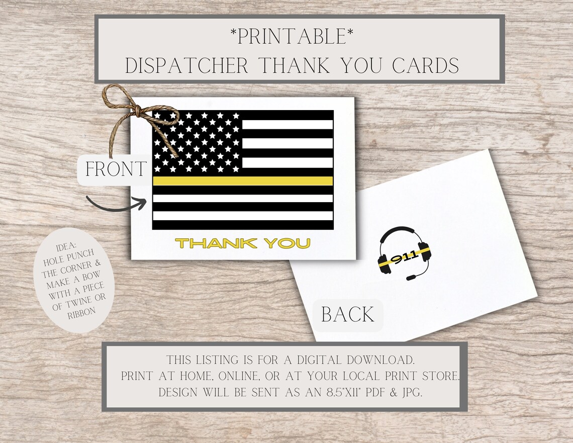 Thank You Cards Dispatchers, Dispatch, 911, Emergency Workers ...