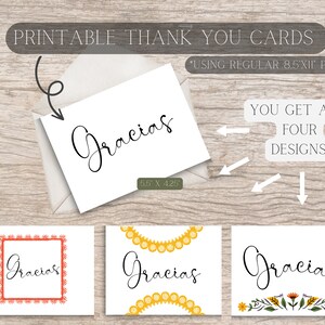 Printable "gracias" Cards, Thank You Cards, Spanish Thank You Cards ...