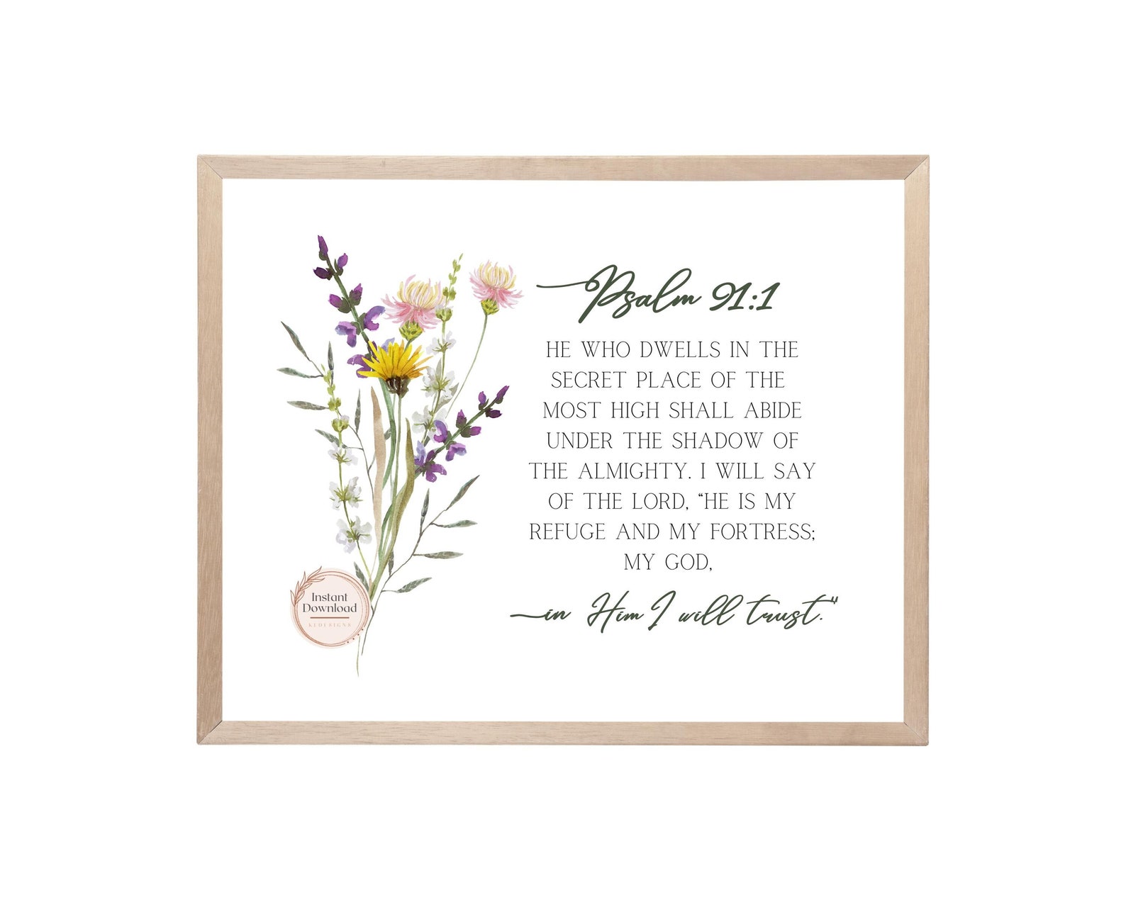 Psalm 91:1, Wildflowers Printable Scripture Verse, He Who Dwells in the ...
