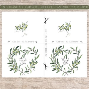 Thank You Cards, Thanks, Olive Branch Leaf Design, Wreath, Instant ...