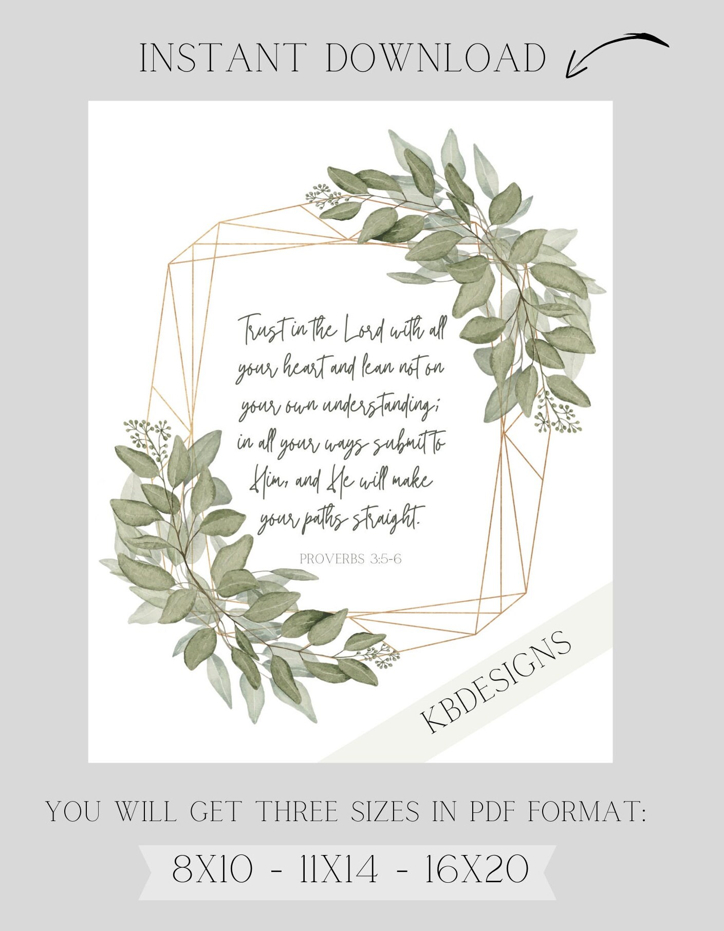 Proverbs 3:5-6, Printable/digital Scripture Verse, "trust in the Lord ...