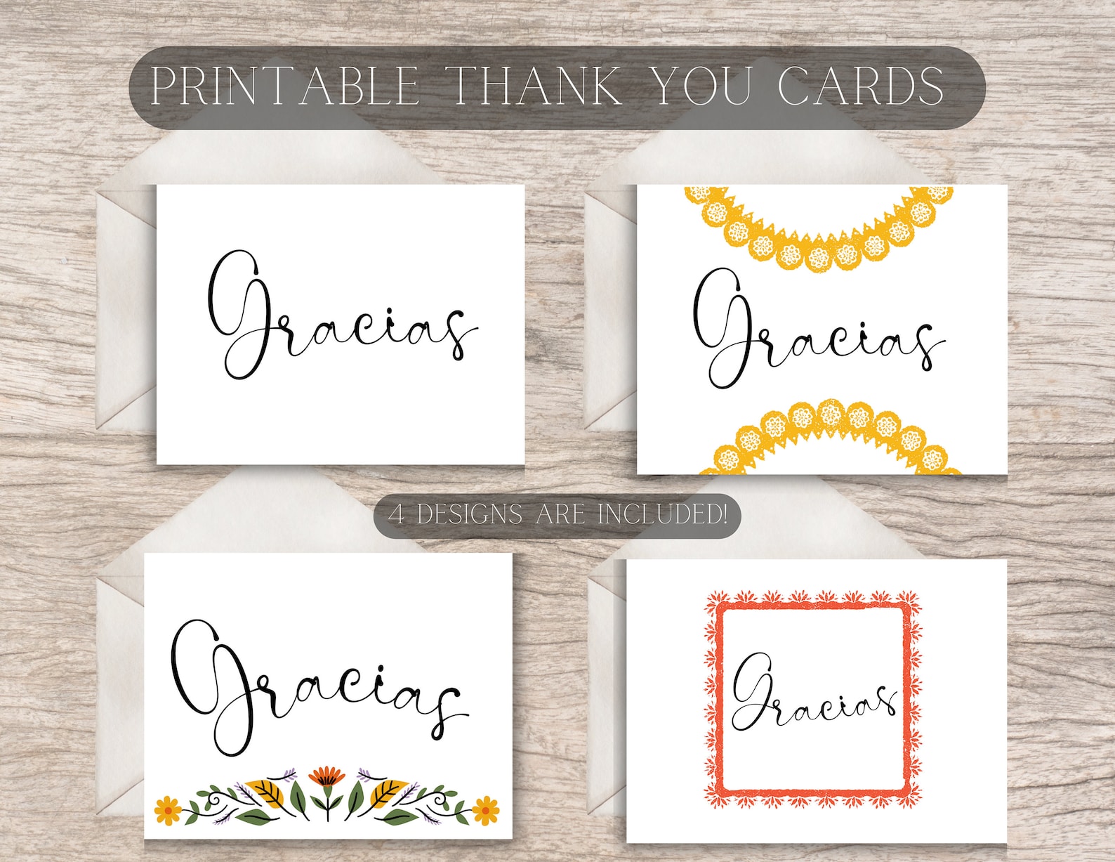 Printable "gracias" Cards, Thank You Cards, Spanish Thank You Cards ...