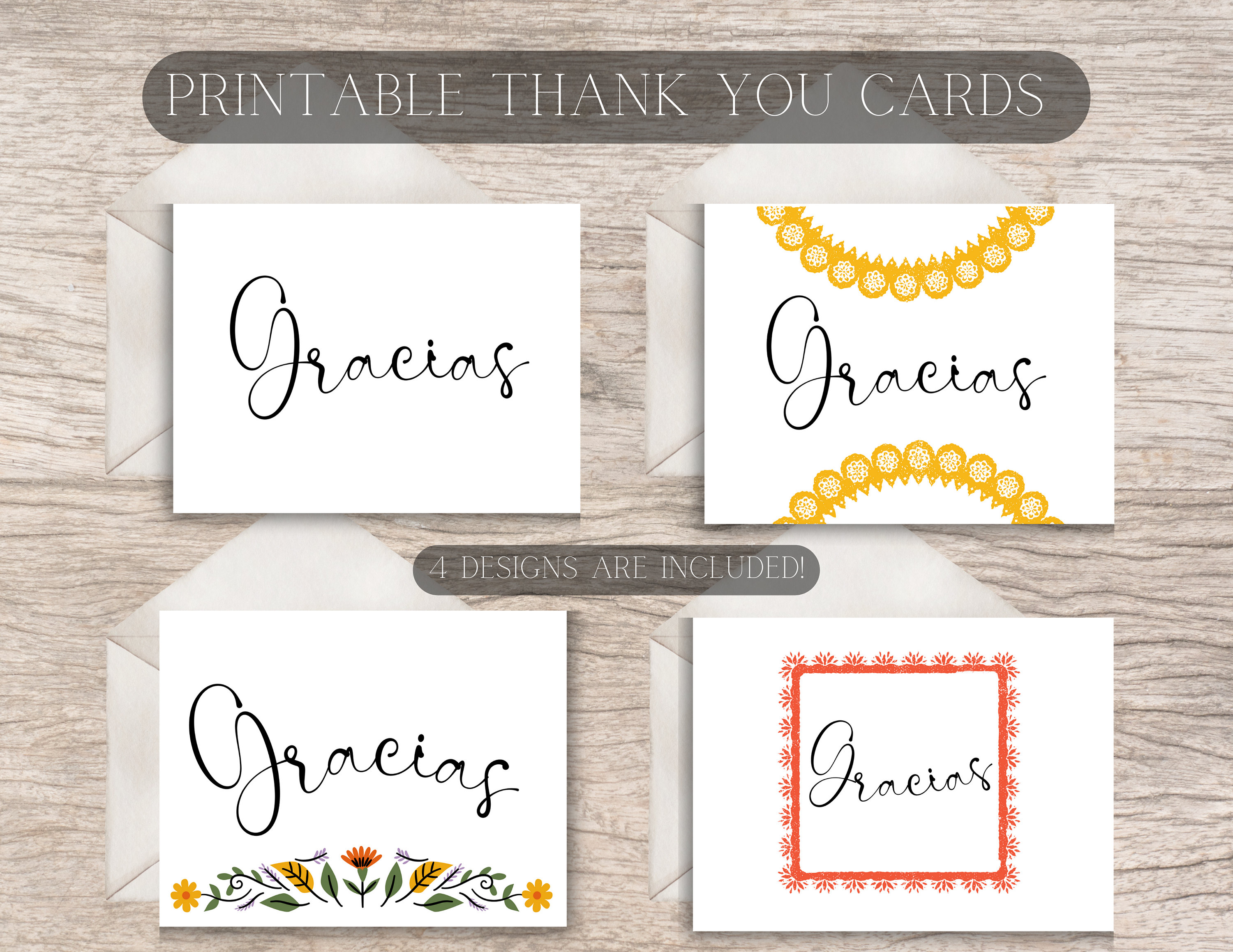 Printable Gracias Card, Thank You Cards, Spanish Thank You Note ...