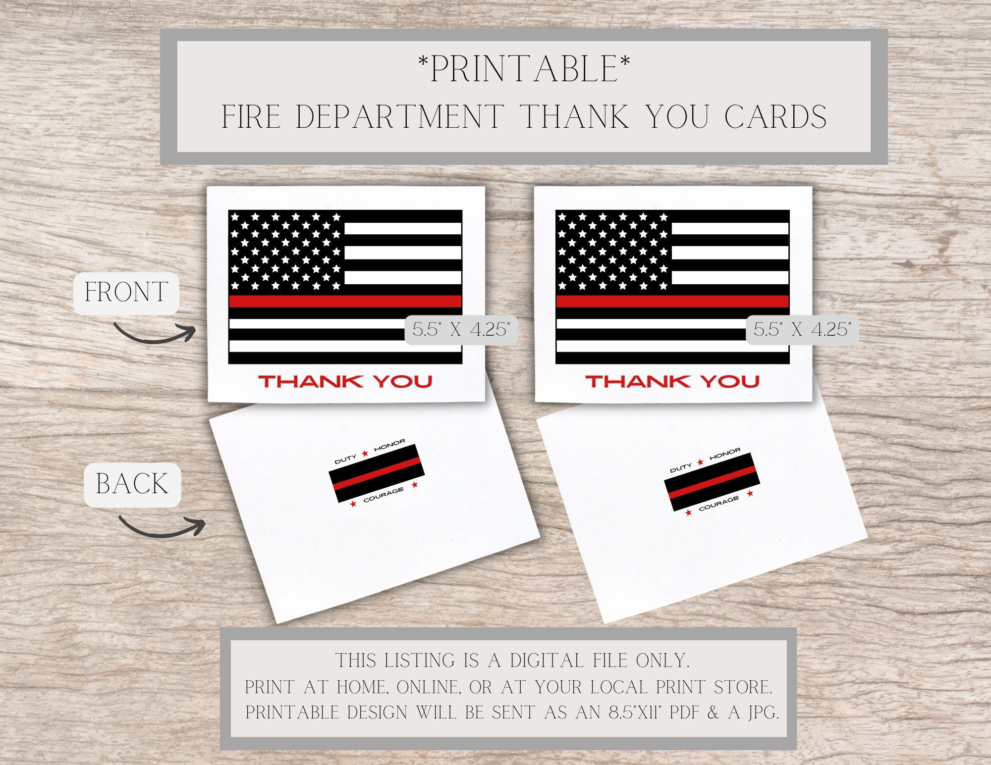 Thank You Cards for Fire Department, Fire Service, Firefighters ...