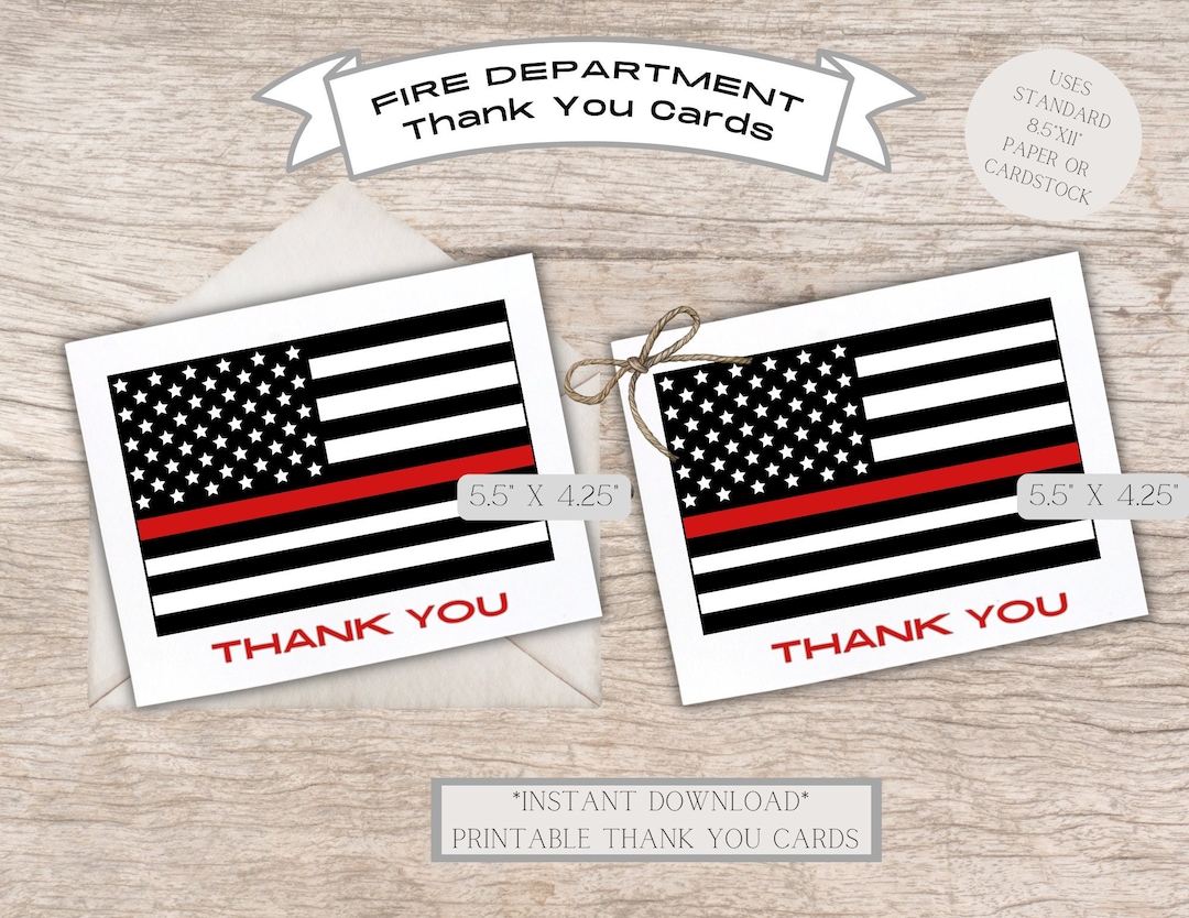 Thank You Cards for Fire Department, Fire Service, Firefighters ...