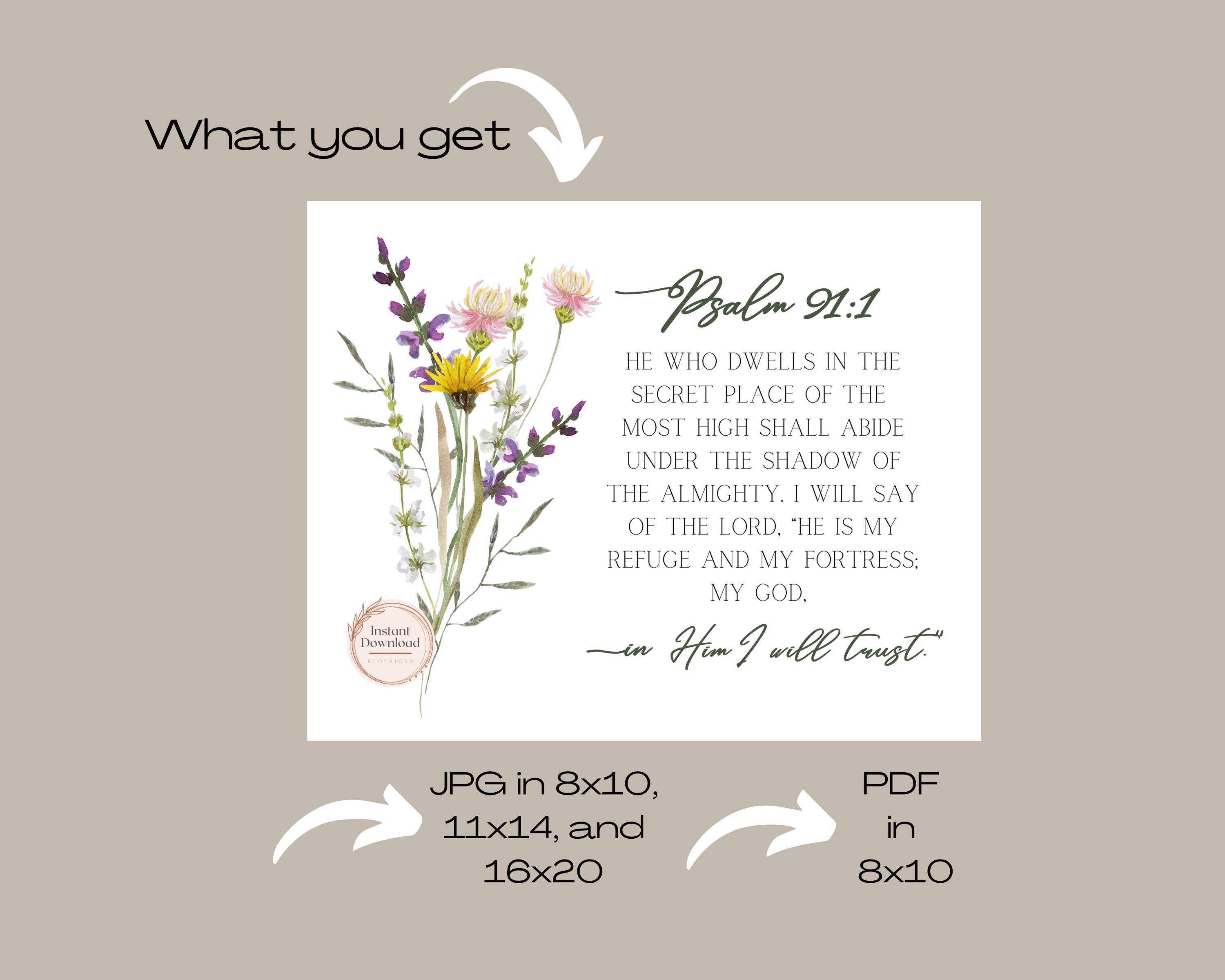 Psalm 91:1, Wildflowers Printable Scripture Verse, He Who Dwells in the ...