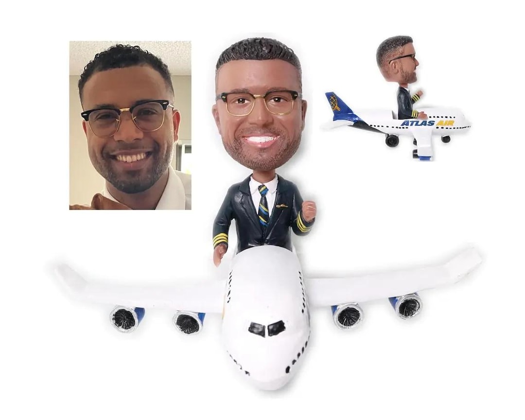 Custom Pilot Bobblehead | Personalized Airplane Captain Figure | Boeing ...