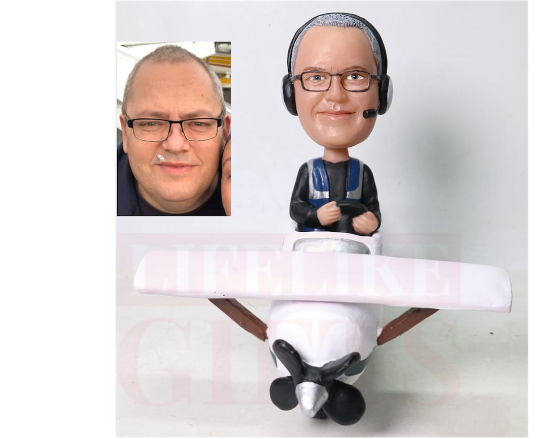 Custom Bobbleheads Driving Plane, Personalized Dolls Aircraft Fans ...