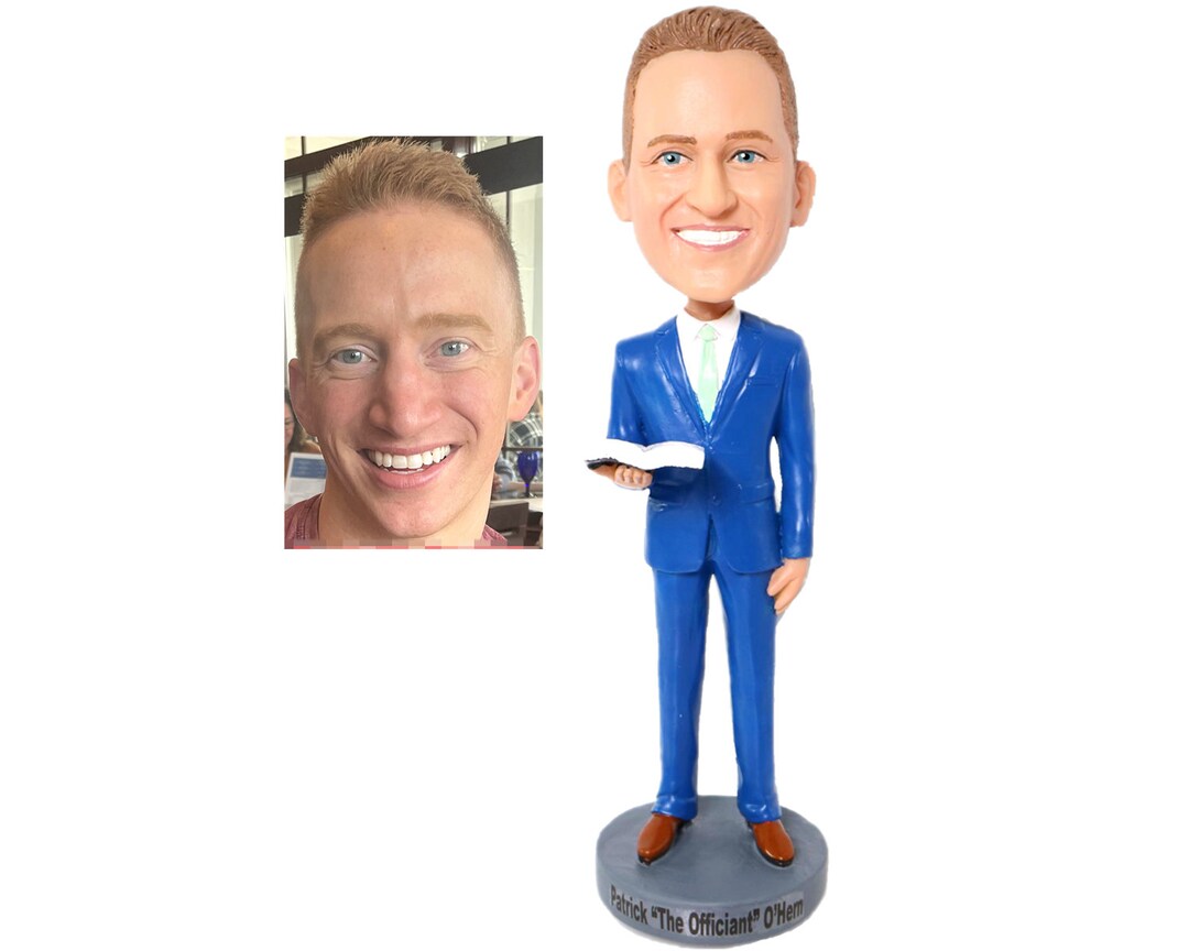 Gift for Wedding Officiant, Custom Bobbleheads Pastor Holding Bible ...