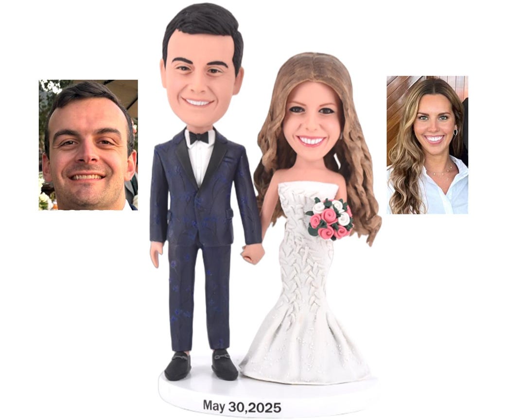 Custom Wedding Cake Toppers, Wedding Couple Custom Bobblehead, Wedding ...
