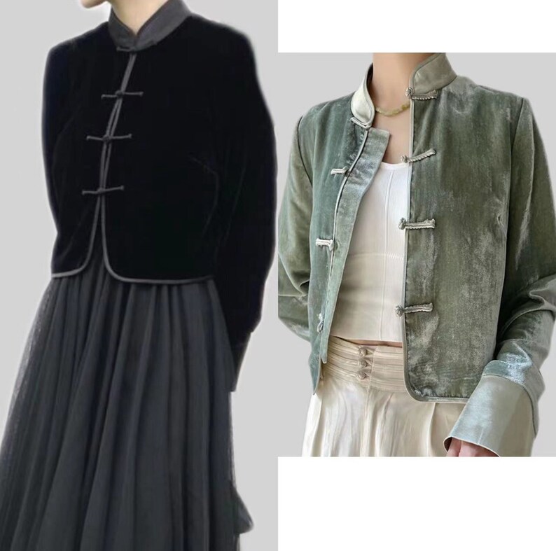 Black Velvet Chinese Frog Button Coat Modified Tang Suit Coat - Etsy