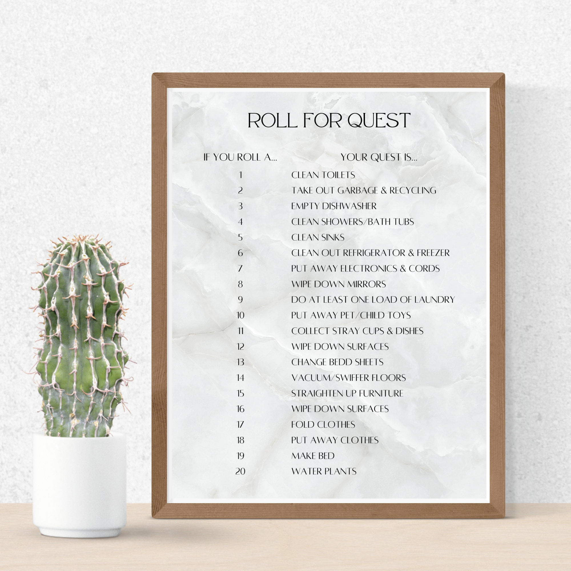 Printable: Roll for Quest Chore Sheet | Print Digital Download ...