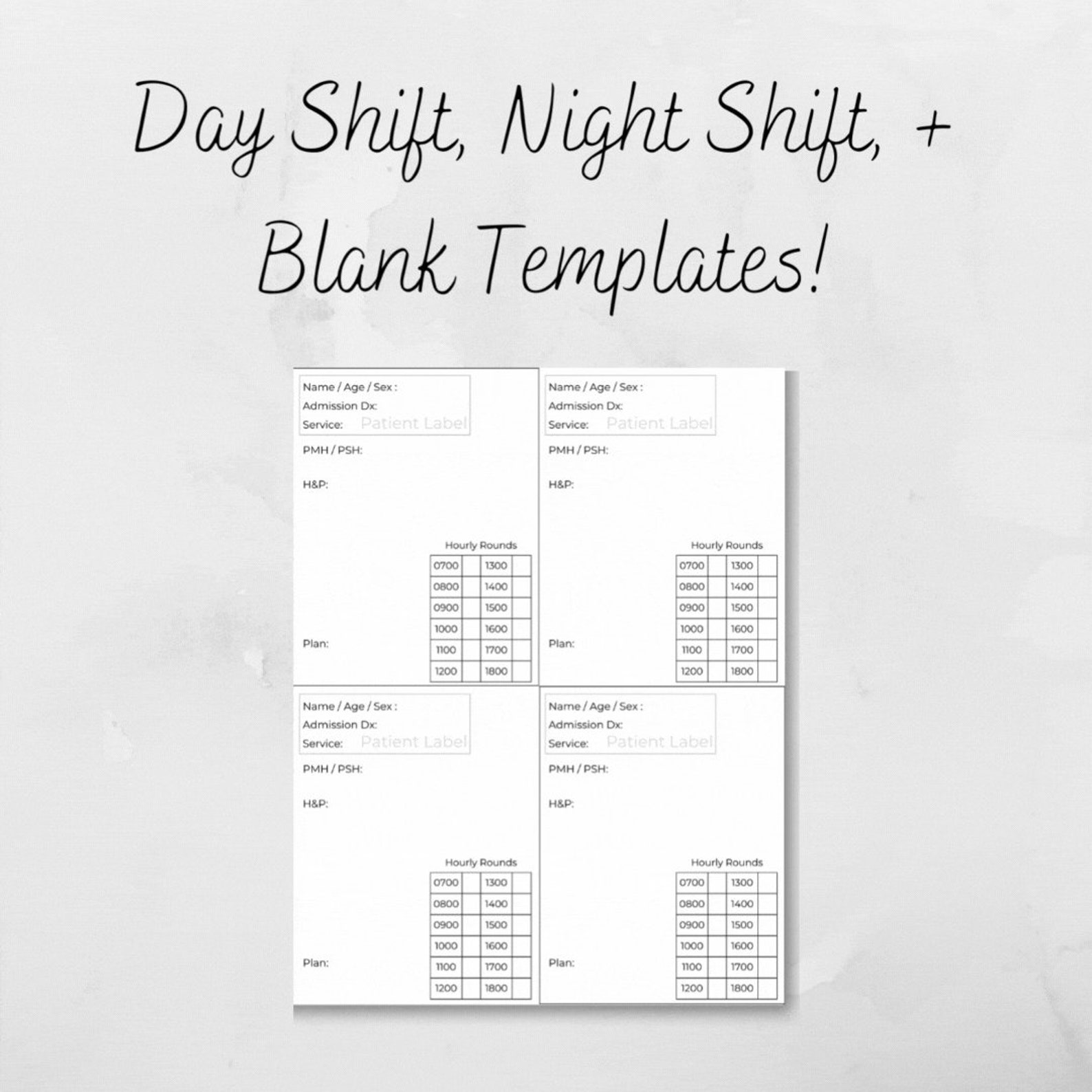 Printable Blank Nursing Report Sheet Downloadable Digital Download | ER ...