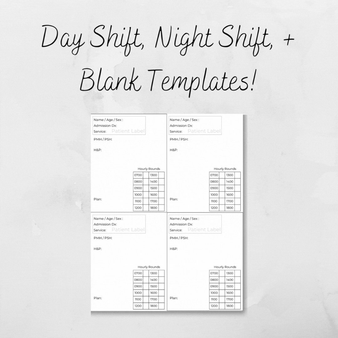 Printable Blank Nursing Report Sheet Downloadable Digital Download | ER ...