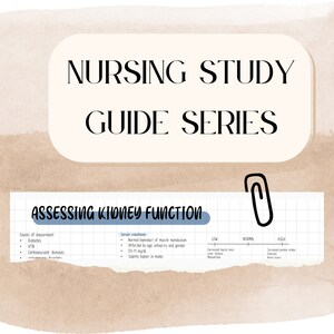 Nursing Printable Study Guides - Kidney Function | Print Downloadable ...