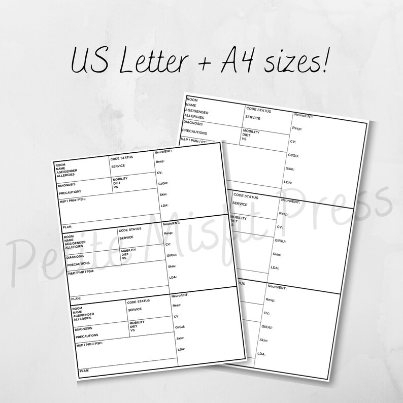 Printable Report Sheet | Digital Download PDF | Registered Nurse ...