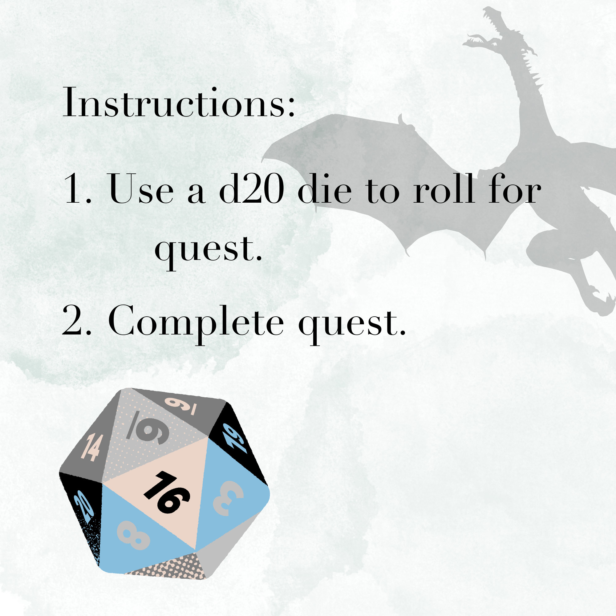 Printable: Roll for Quest Chore Sheet | Print Digital Download ...