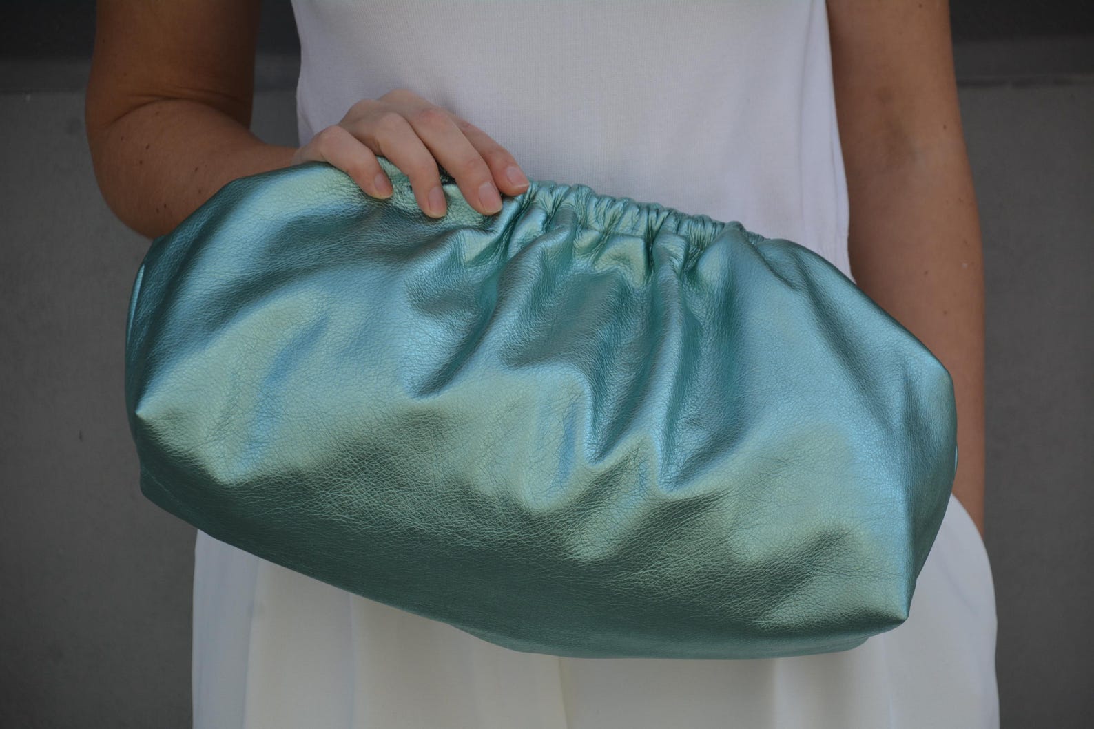 Gold Genuine Metallic Leather Dumpling Cloud Clutch Ready to Ship ...