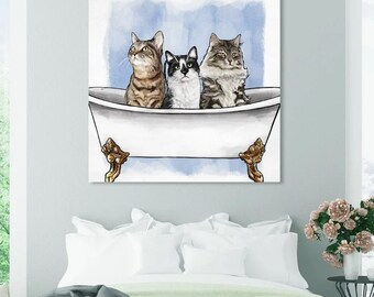 Cats in Tub Art - Etsy