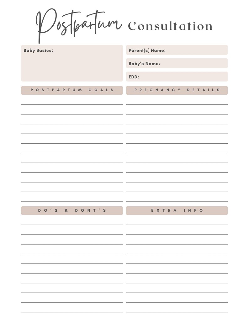 Postpartum Doula Consultation Template - Etsy
