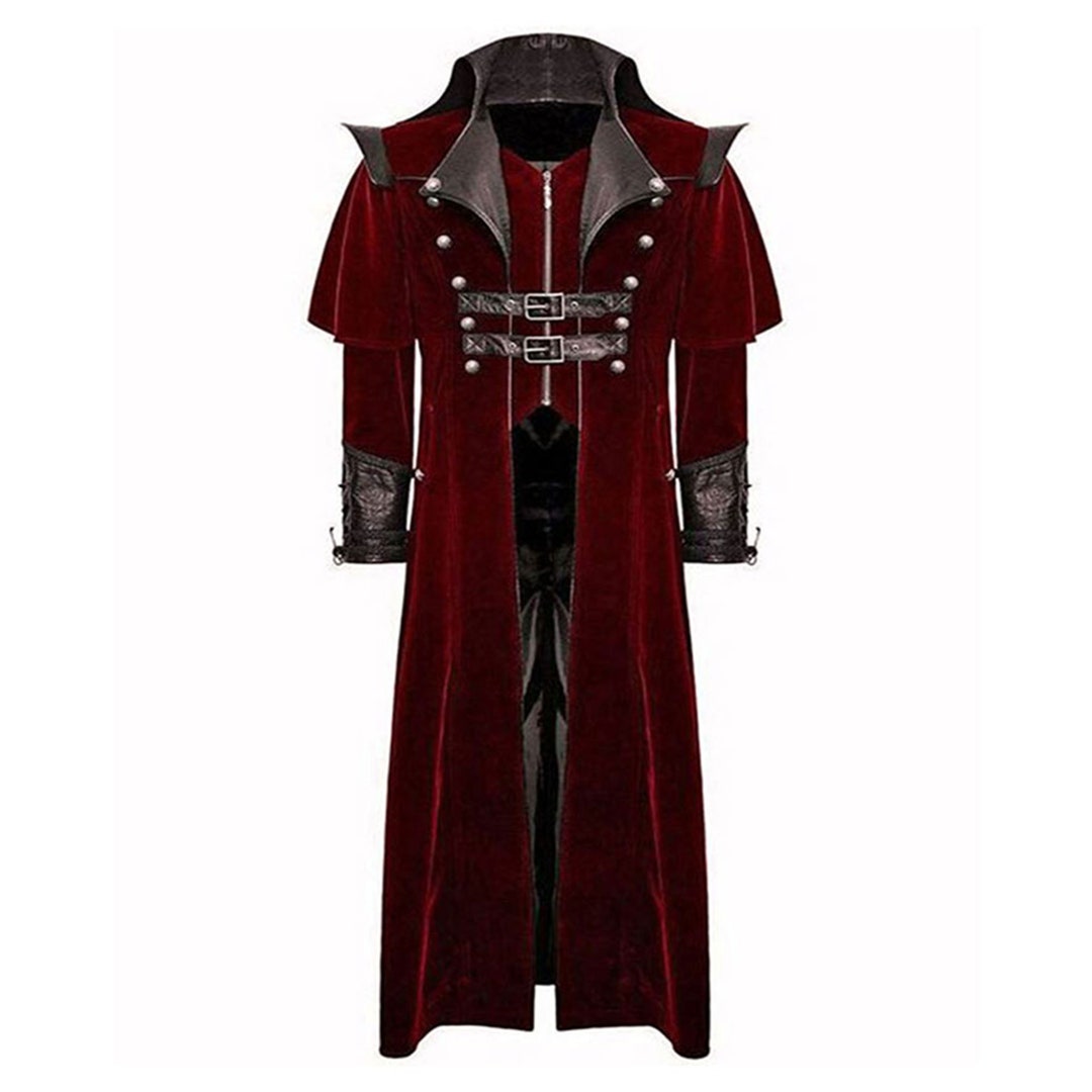 Gothic Steampunk Military Red Jacket Mens Punk Highwayman Regency Long ...