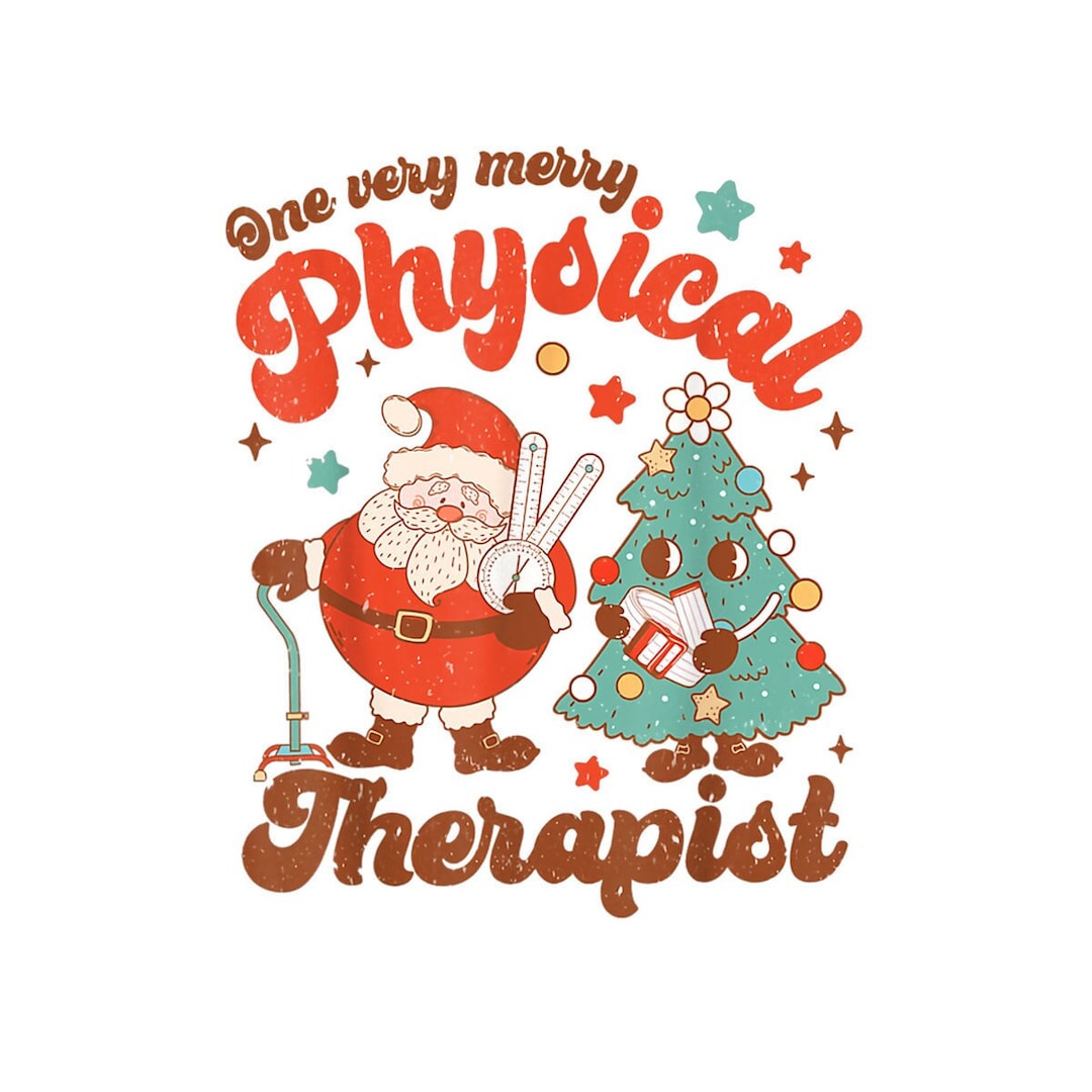 Retro One Very Merry Physical Therapist Santa Christmas Tree Digital ...
