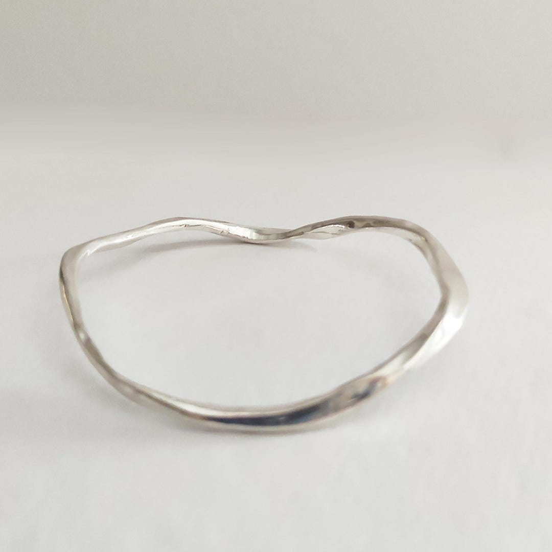 Wavy Silver Plated Bangle Bracelet: Modern Stacking Jewelry - Etsy