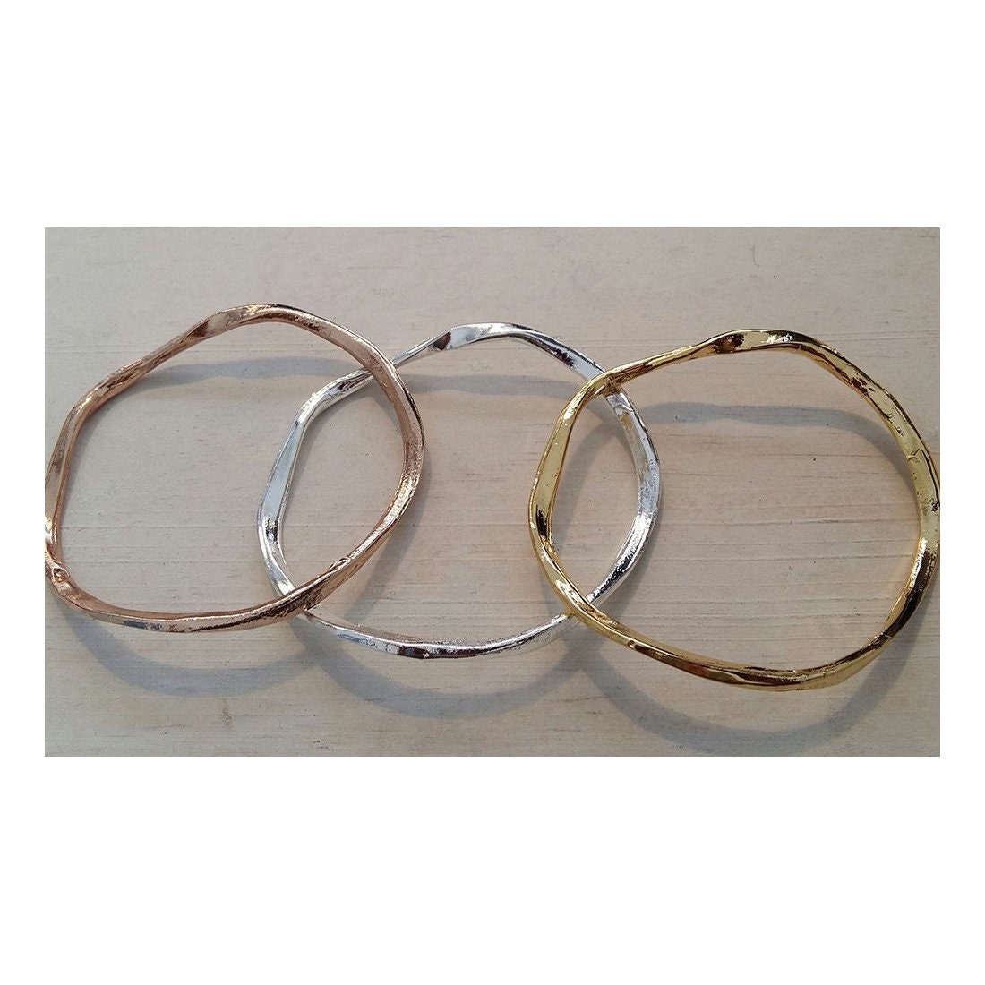 Wavy Golden Bracelet, Modern Bracelet, Stacking Golden Bangle, Stylish Bangle, Statement ...