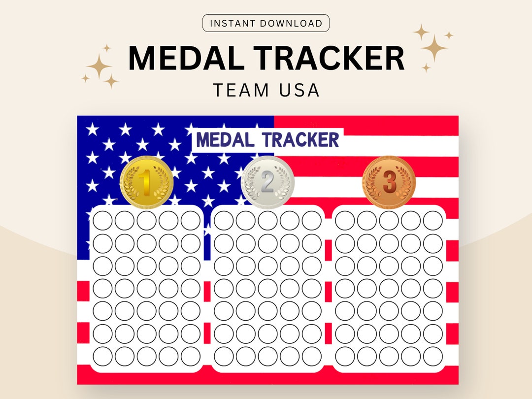Medal Tracker Paris Games, Team USA Medal Chart 2024 Summer Games - Etsy