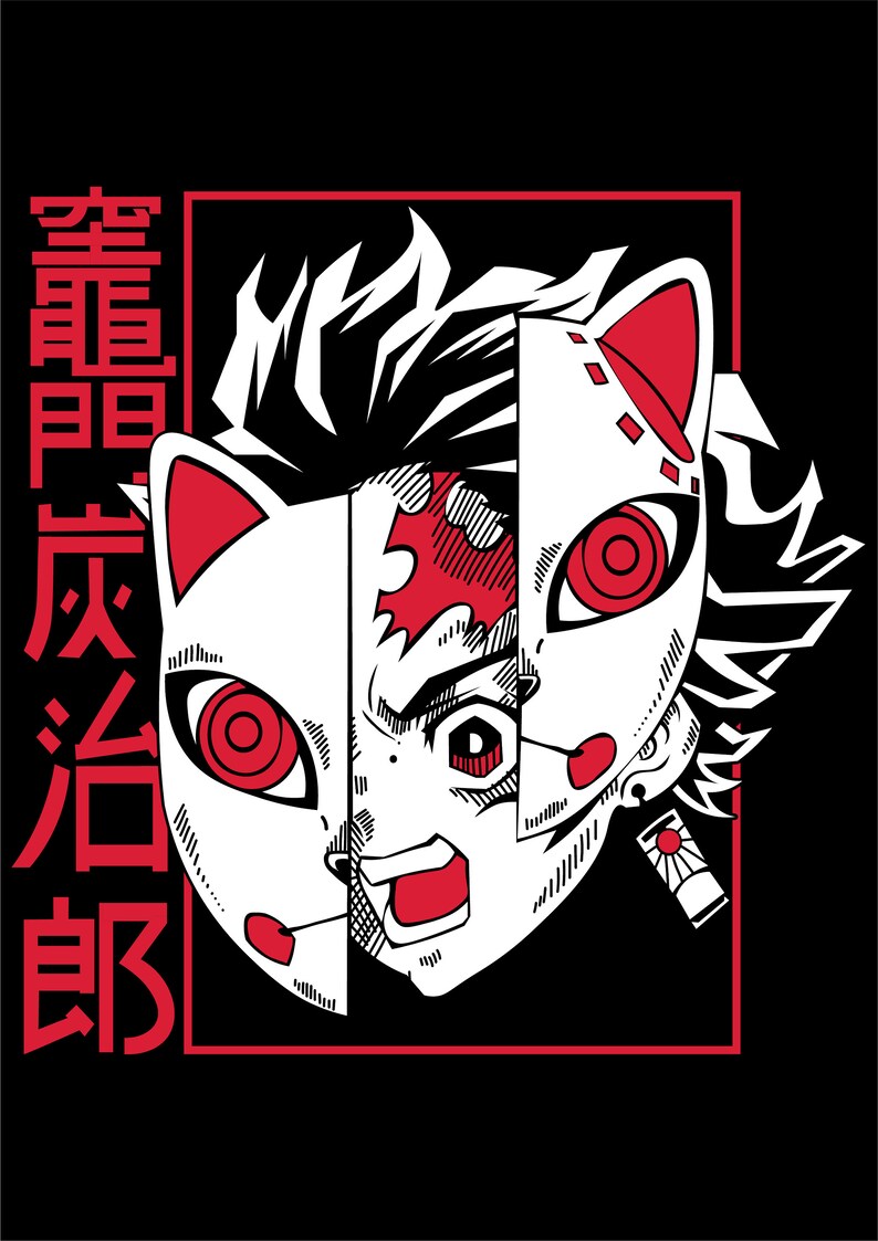 Demon Slayer Tanjiro Mask editable Svg Eps Png Jpeg - Etsy UK