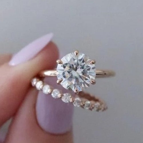 2.0CT Round Simulant Diamond 925 Starling Silver Wedding - Etsy