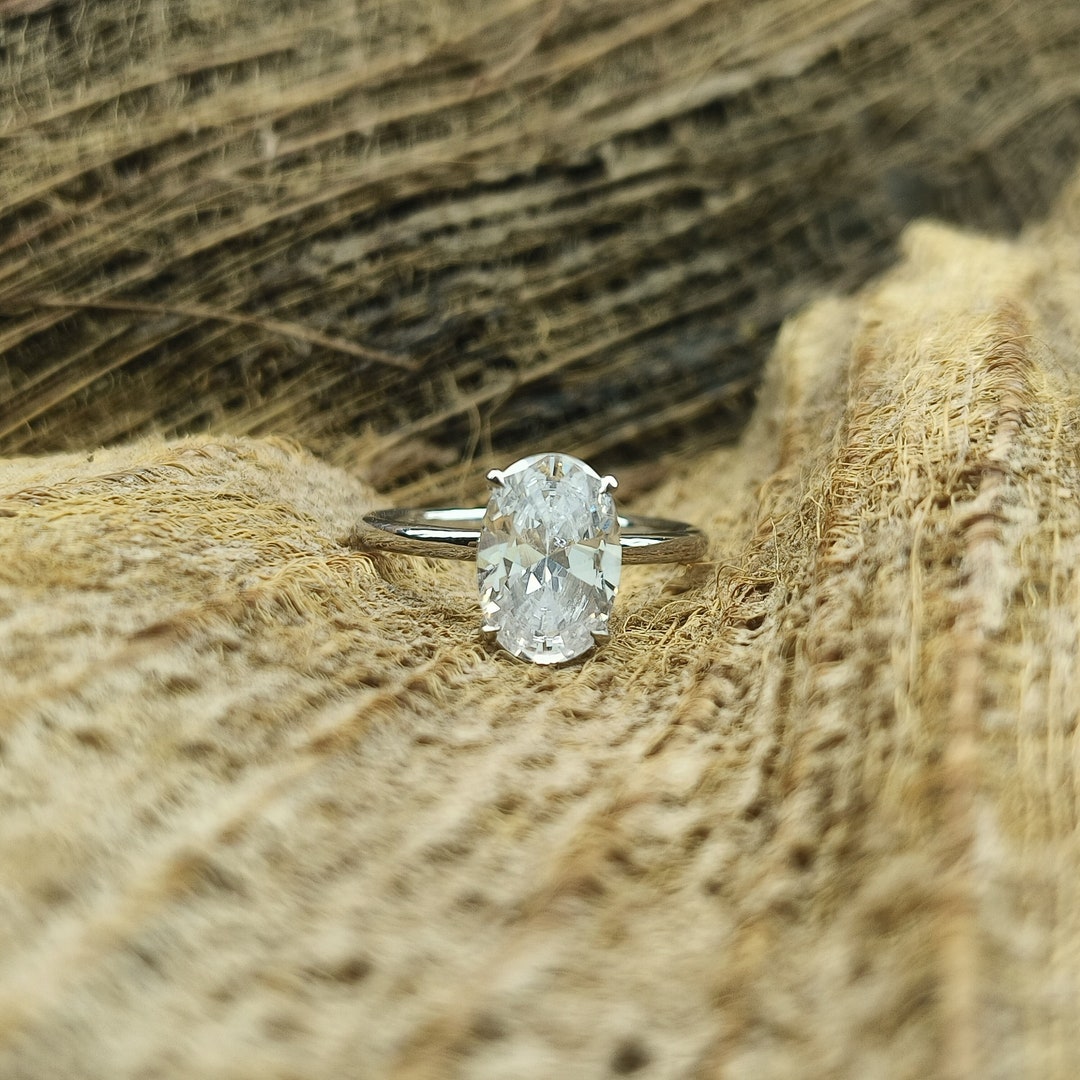Oval Cut Hidden Halo Ring/ 1, 2 or 3ct Oval Cut Solitaire Engagement ...