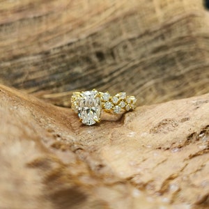 10x7mm Oval Perfectly Flush Engagement Ring Set / Oval Cut Simulated ...