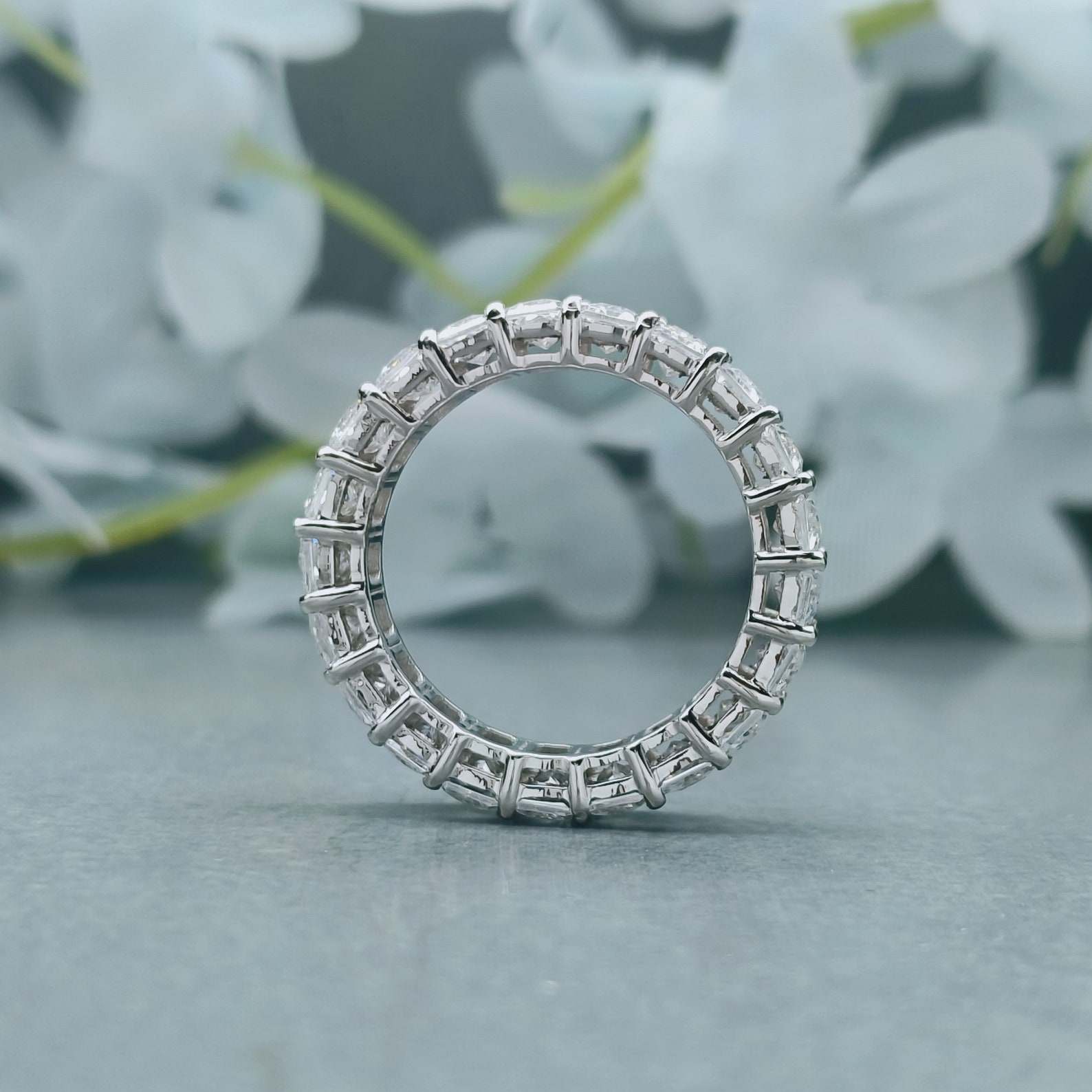 5x3mm Radiant Cut Full Eternity Band in 925 Silver/ Simulant Diamond ...