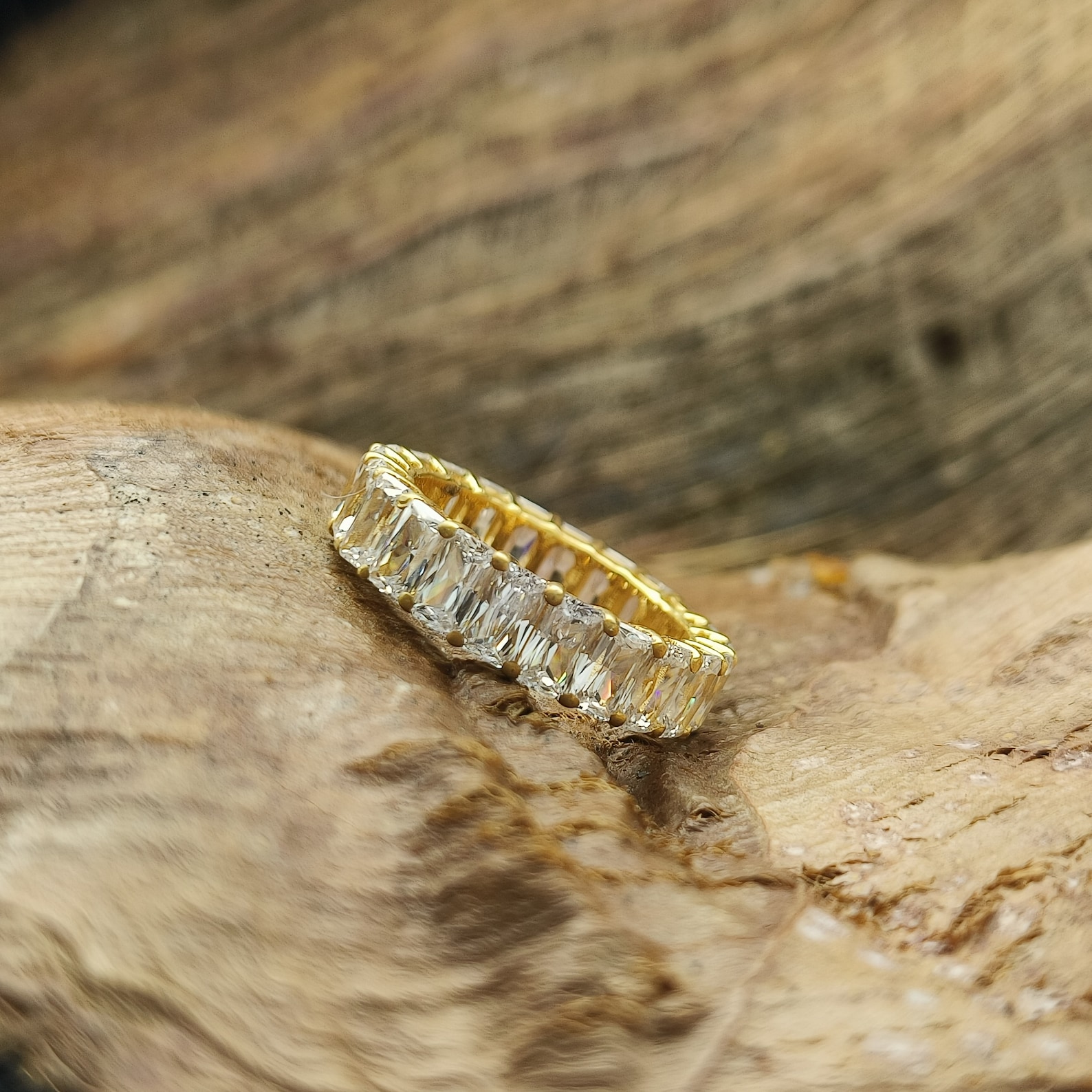 5x3mm Radiant Cut Full Eternity Band in 925 Silver/ Simulant Diamond ...