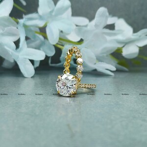 3.0ct Minimalist Round Cut Simulated CZ 14K Rose Gold Plated Engagement Ring Set/9mm Round ...