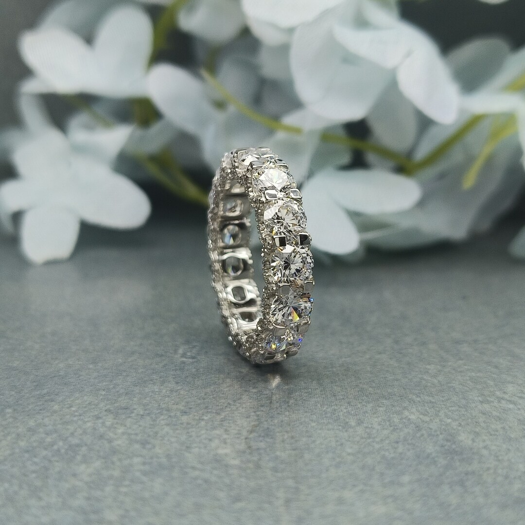 4 or 5mm Eternity Band/pave Set Eternity Stackable Anniversary Gift ...