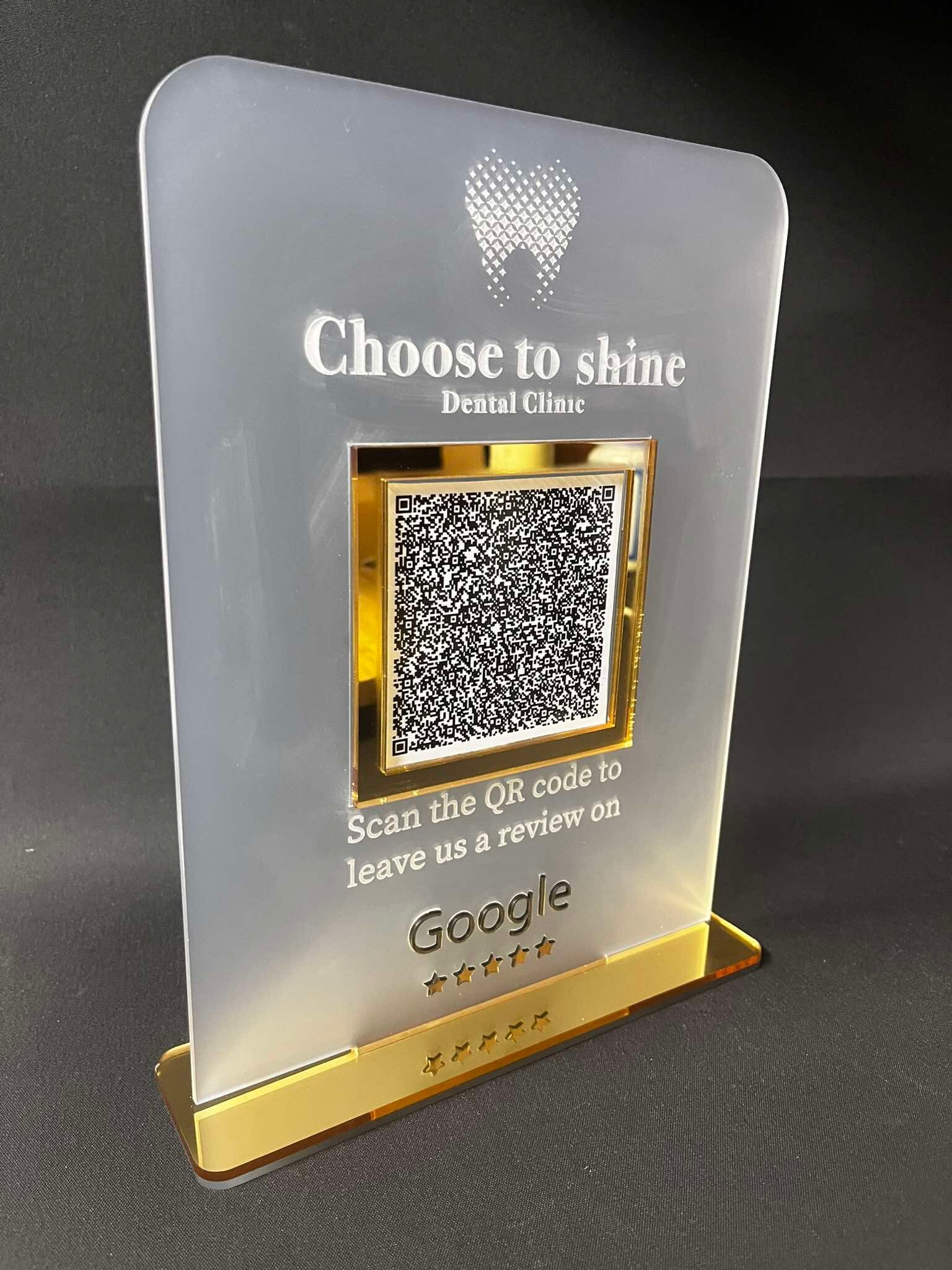 Custom Social Media QR Code Display Stand: Gold Accent Acrylic Sign - Etsy