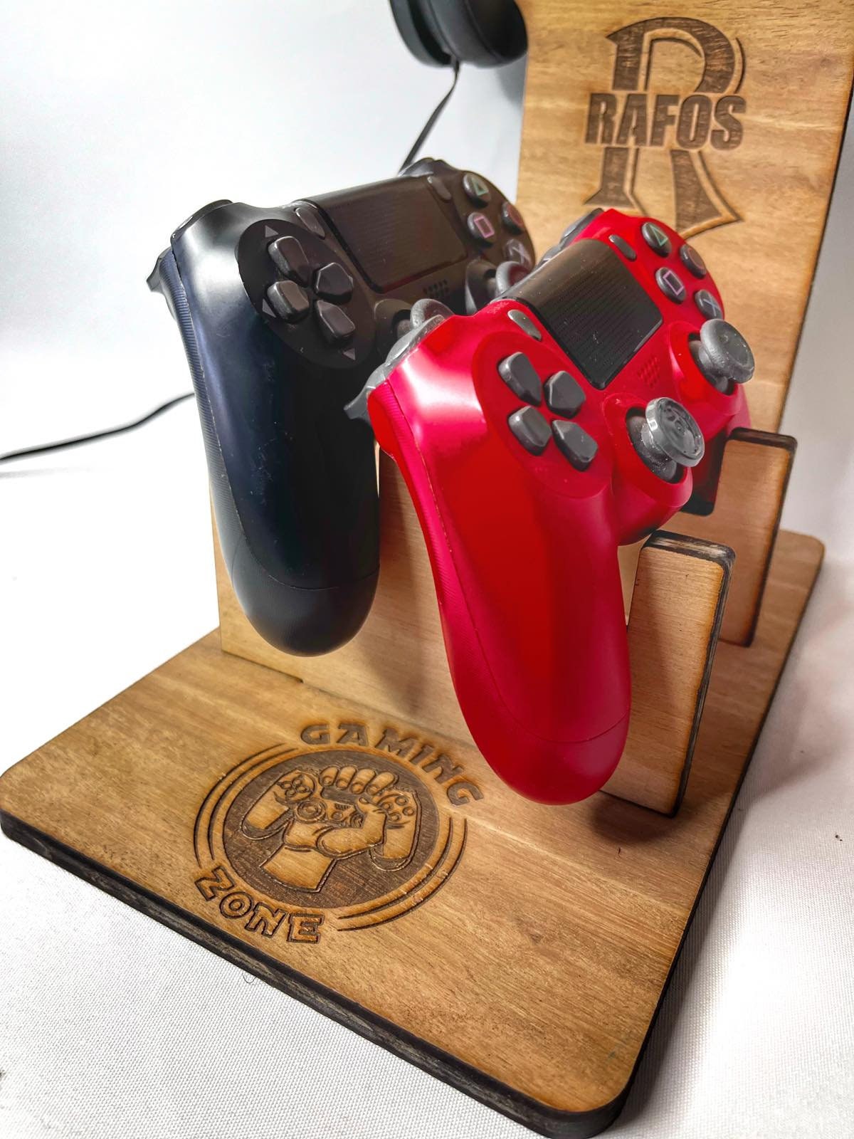 Laser-cut Wooden Controller and Headphone Stand - Gamer Design Option ...
