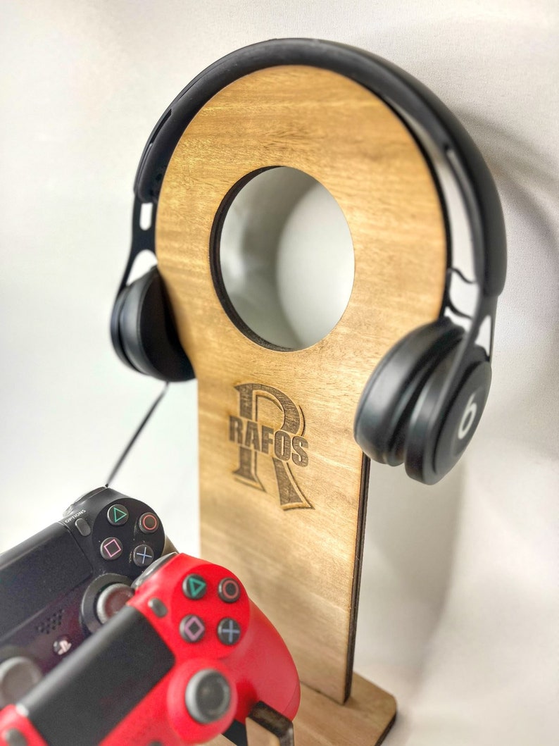 Laser-cut Wooden Controller and Headphone Stand - Gamer Design Option ...