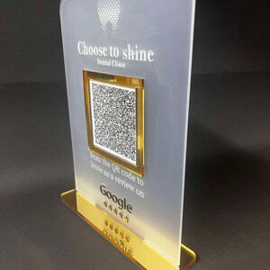 Custom Social Media QR Code Display Stand: Gold Accent Acrylic Sign - Etsy