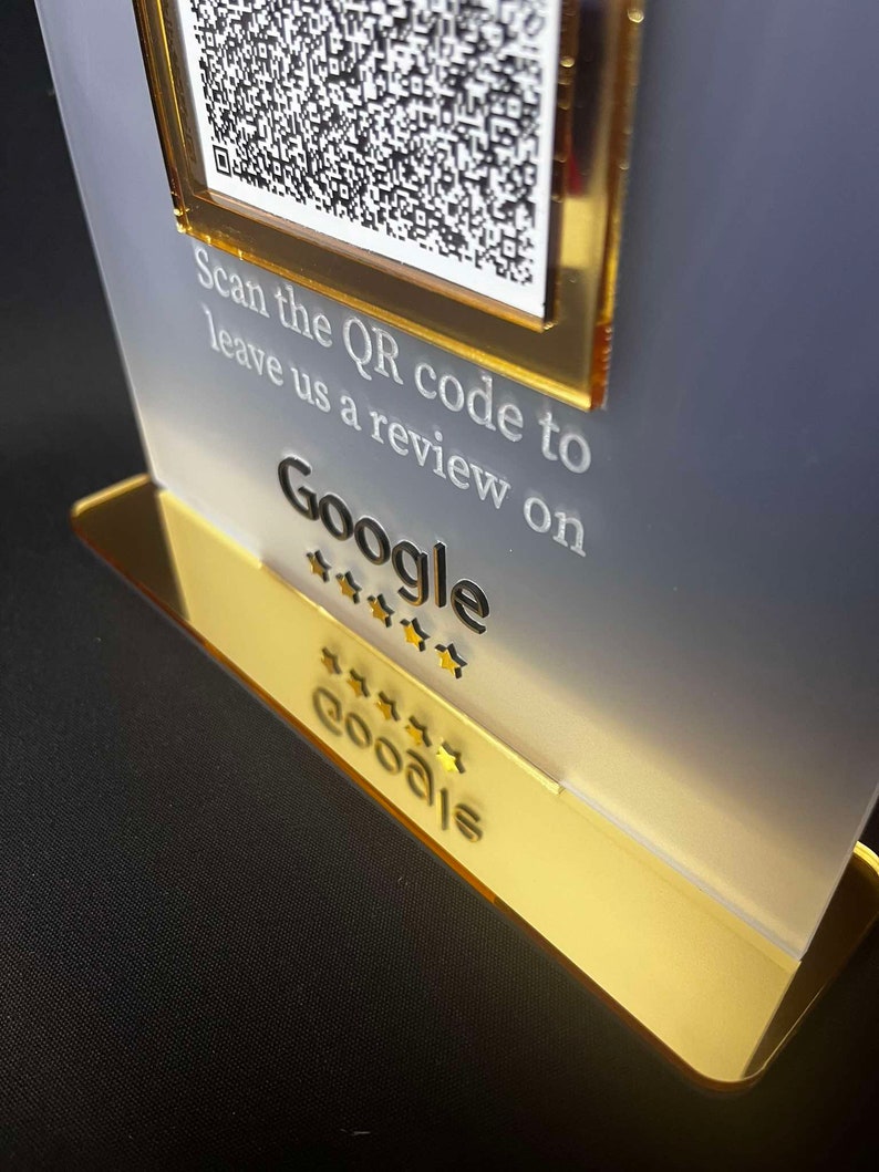 Custom Social Media QR Code Display Stand: Gold Accent Acrylic Sign - Etsy