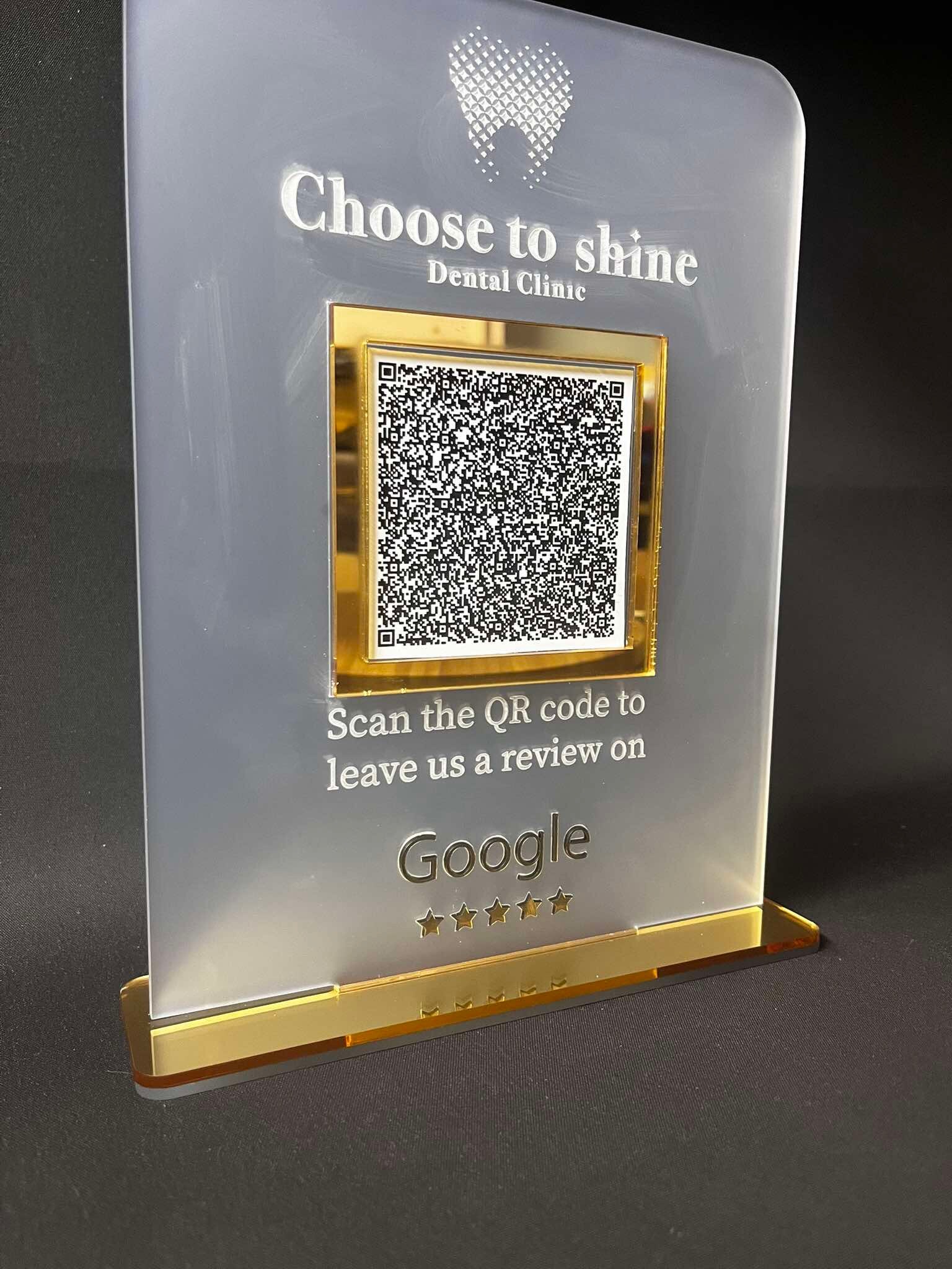 Custom Social Media QR Code Display Stand: Gold Accent Acrylic Sign - Etsy