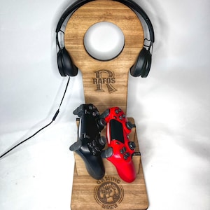 Laser-cut Wooden Controller and Headphone Stand - Gamer Design Option ...