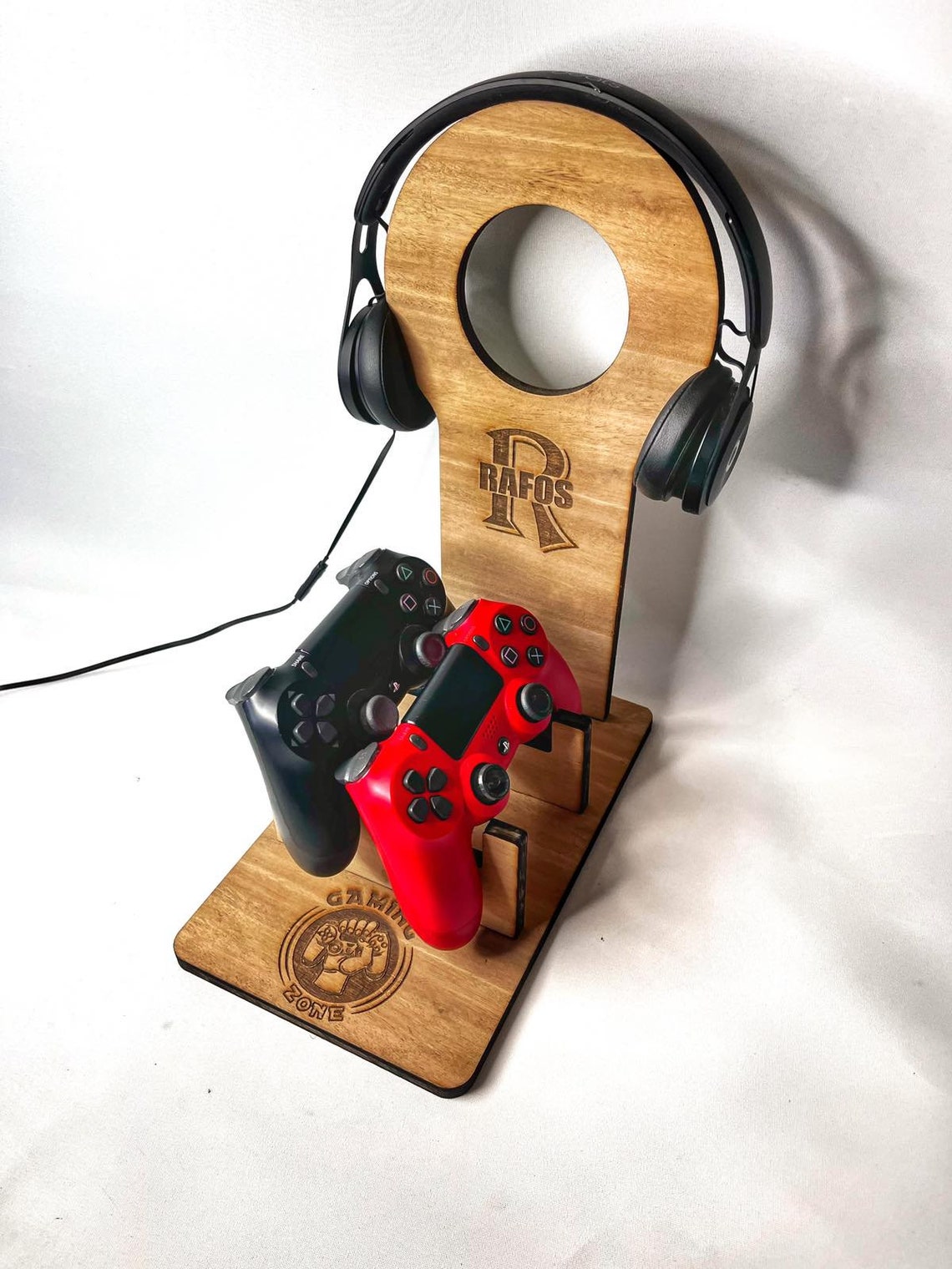 Laser-cut Wooden Controller and Headphone Stand - Gamer Design Option ...