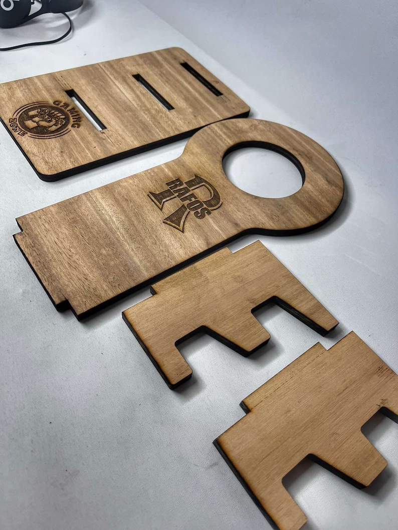 Laser-cut Wooden Controller and Headphone Stand - Gamer Design Option ...