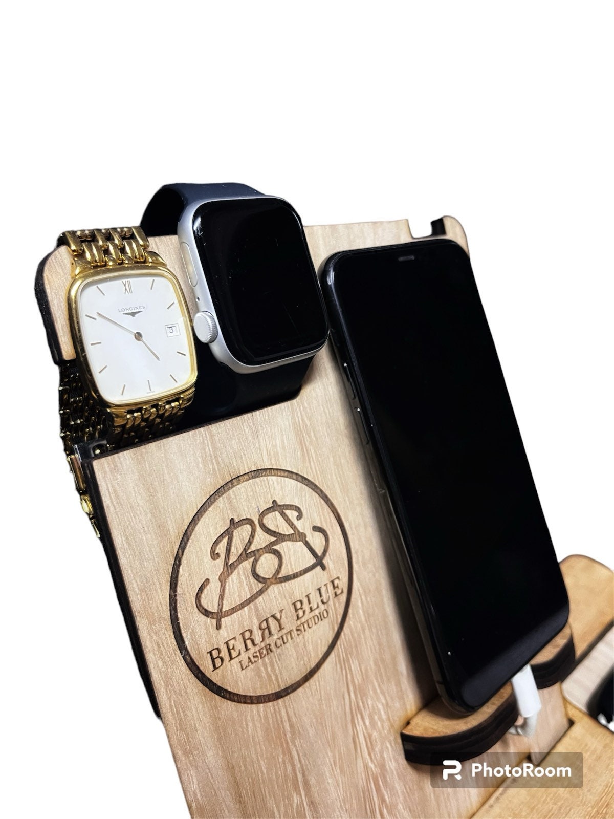 Digital Wood Docking Station Template: Phone Wallet Keys Organizer DIY ...