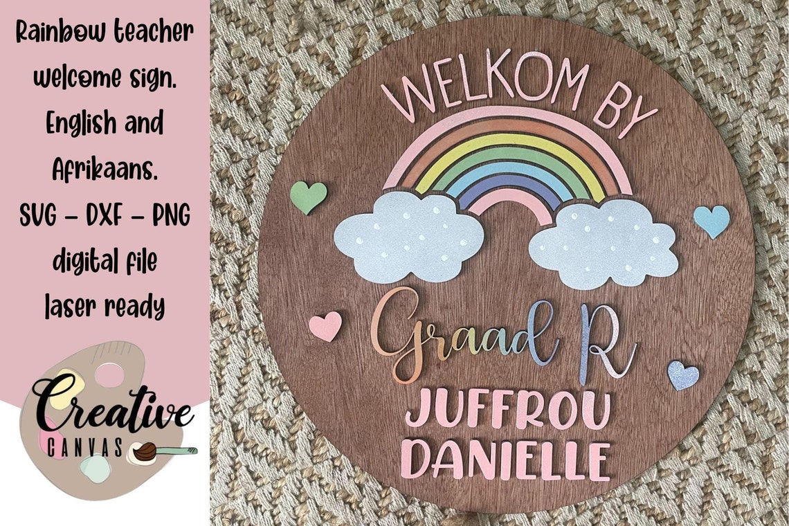 Rainbow Teacher Welcome Sign. Teachers Name Sign. Teacher Door Sign ...