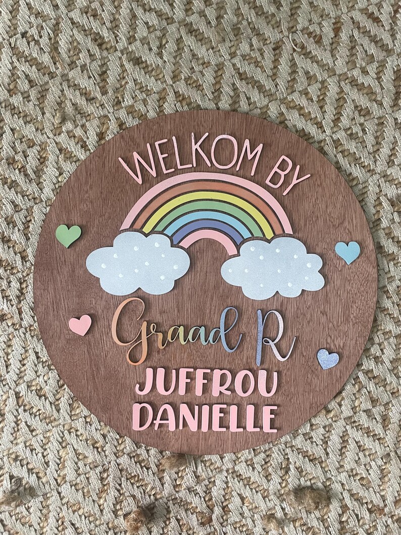 Rainbow Teacher Welcome Sign. Teachers Name Sign. Teacher Door Sign ...